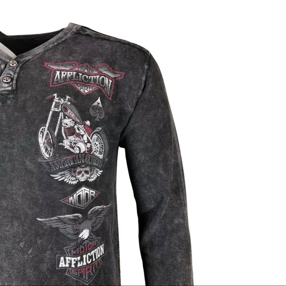 Affliction | Shirts | Affliction Mens Tshirt Stacked Motors Biker Skull ...